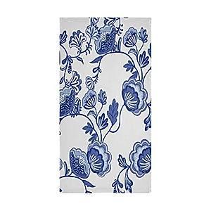 Beautiful Blue Flowers Chinoiserie Style Hand Towels Set of 2 Luxury Print Decorative Bathroom Towels Super Soft Highly Absorbent Multipurpose Towels for Yoga Gym Spa Hotel Bathroom Kitchen 28x14 Inch