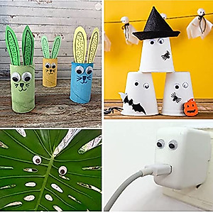 Googly Eyes for Crafts,450 Pcs Black Wiggle Googly Eyes with Self-Adhesive, 6mm 8mm 10 mm 12mm 15mm Mixed Packaging