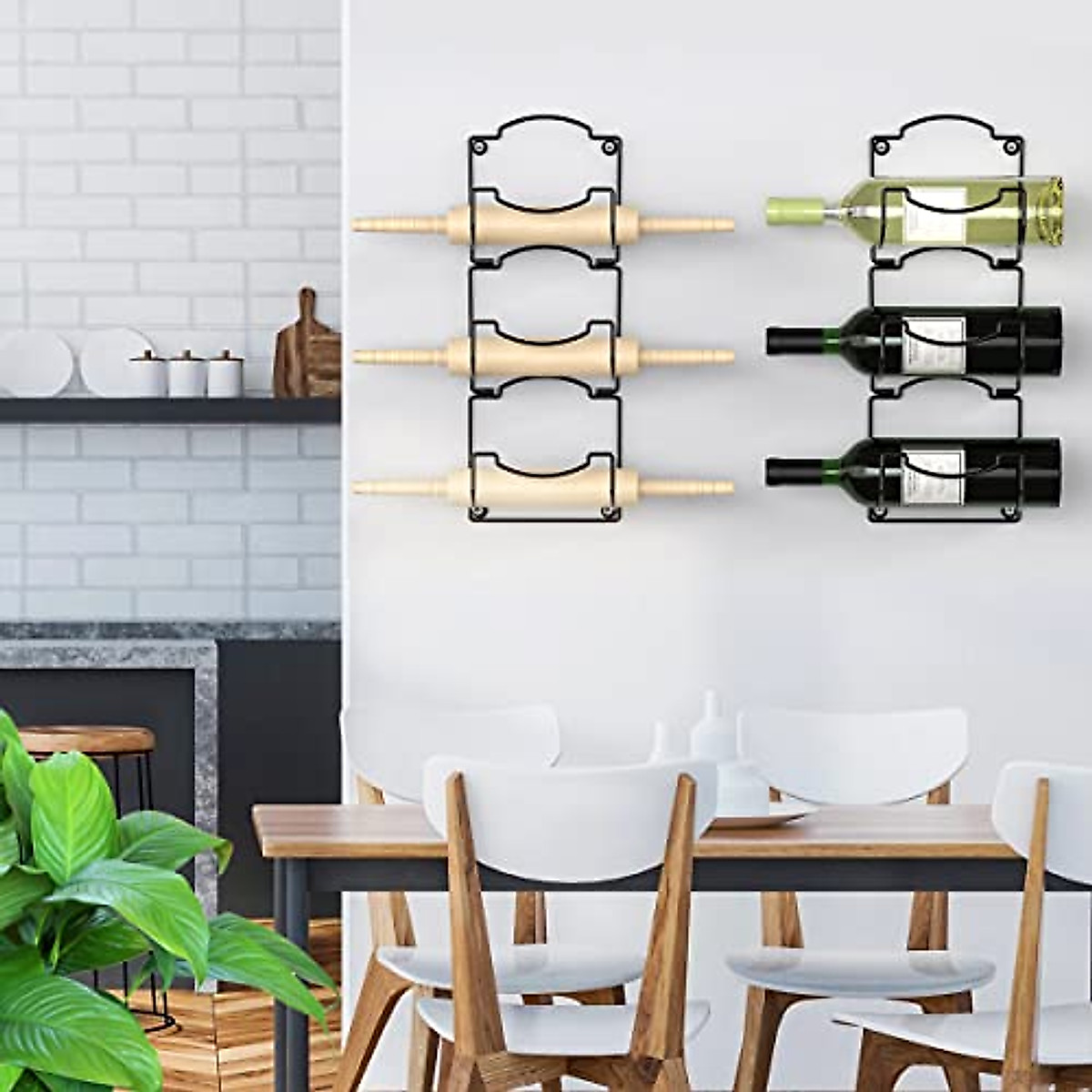 Venkuber Towel Rack Wall Mounted Set of 2 Metal Bath Towels Holder Washcloth Bathrobe Storage Organizer for Bathroom - Black