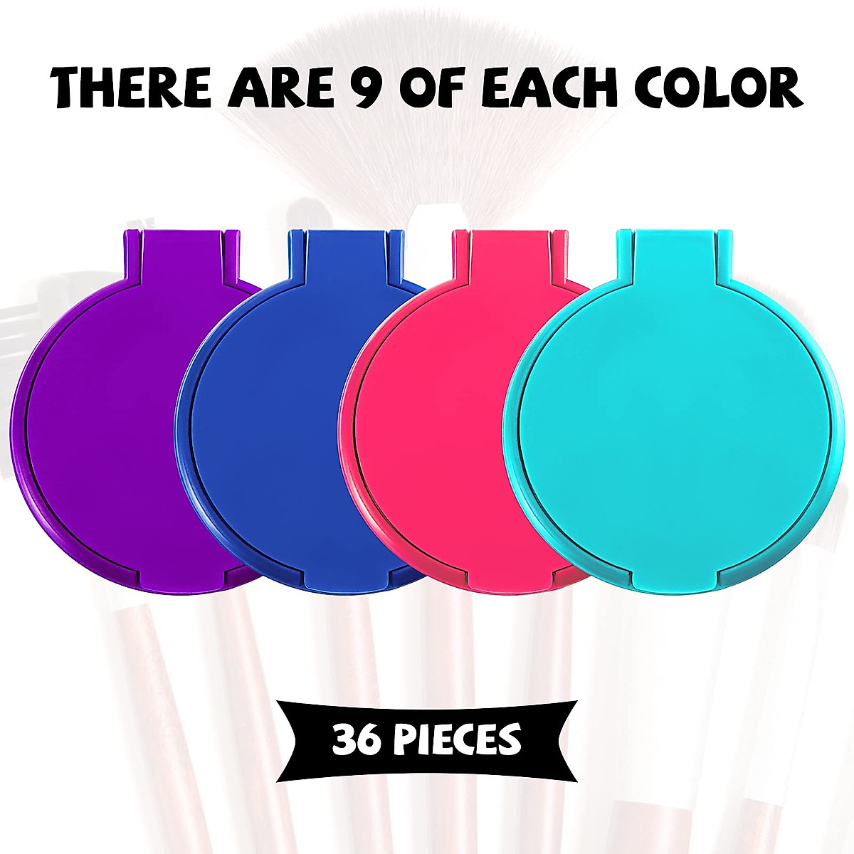 Yalikop 36 Pcs Compact Mirror Bulk Mini Round Makeup Mirror Portable Foldable for Purse Women Travel Daily Use(Pink, Purple, Green, Blue)