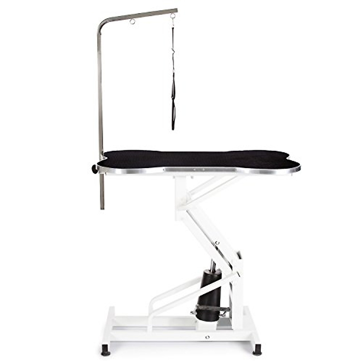 Pet Edge Master Equipment Black Bone Shaped Hydraulic Pet Grooming Table – Foot Operated Hydraulic Pump for 220-Lb. Dogs