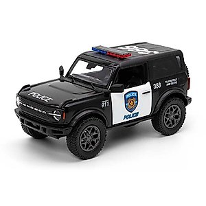 KiNSMART 2022 Ford Bronco SUV Police Edition 5 Inch 1:34 Scale Die Cast Metal Model Toy Car