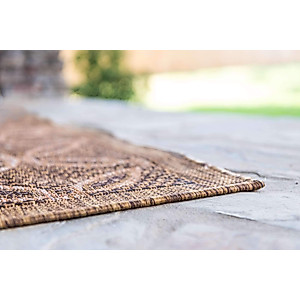 Unique Loom Outdoor Trellis Collection Area Rug - Spiral (3' 3" x 5' 1" Rectangle, Light Brown/ Brown)