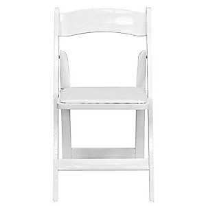 EMMA + OLIVER 2 Pack White Wood Folding Chair with Vinyl Padded Seat