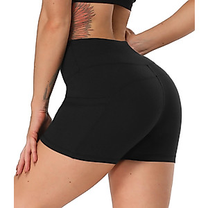 HLTPRO Spandex Biker Shorts for Women with Pockets, High Waisted Workout Gym Yoga Shorts
