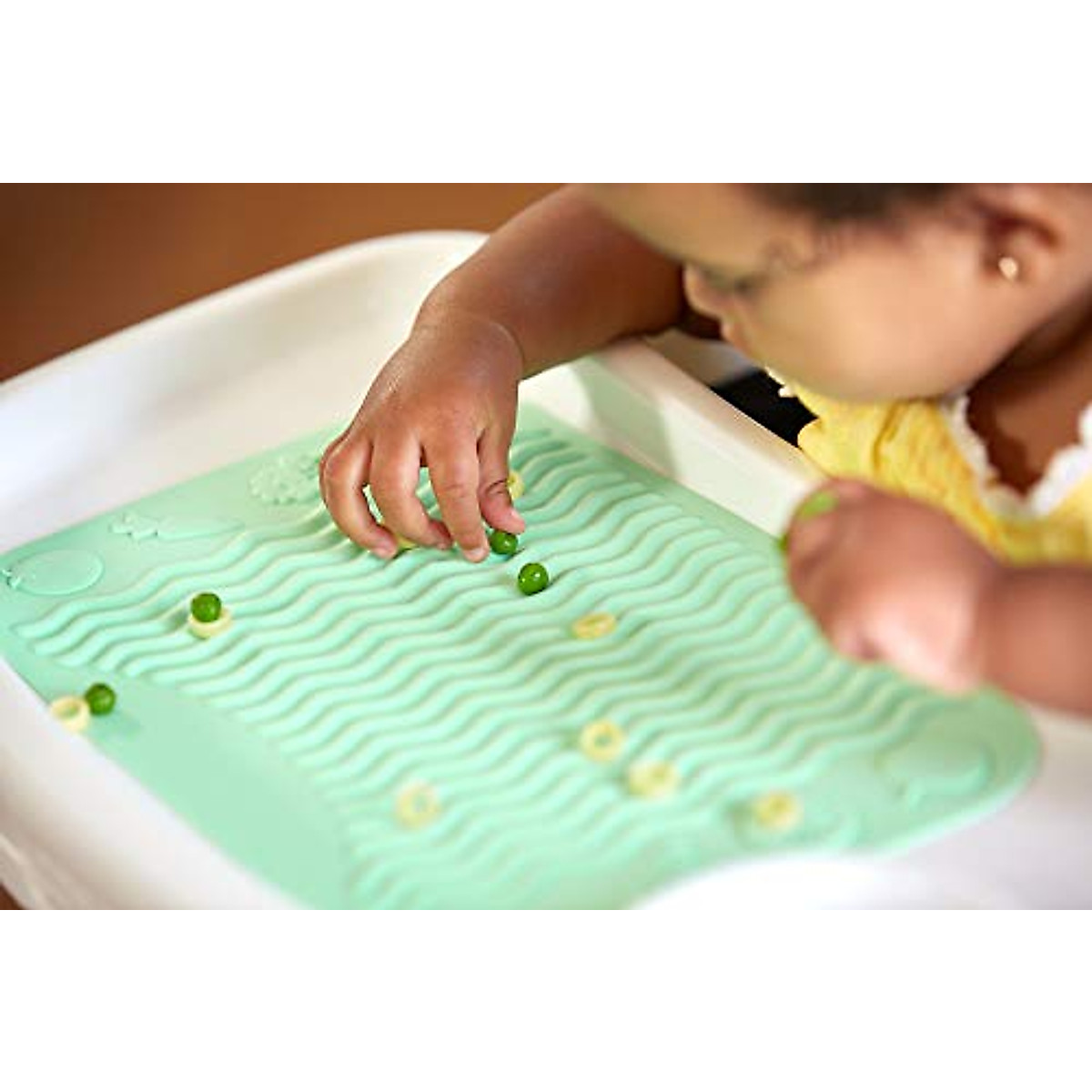The First Years SenseAbles Finger Foods Placemat – Silicone Feeding Mat for Baby High Chairs or Table - Dishwasher Safe – Mint