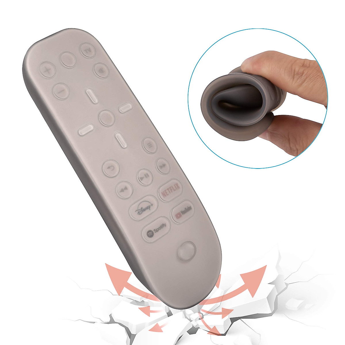 [2 Pcs] Protector Cover for PlayStation 5 Media Remote Cover, Anti-Slip Silione Skin Case Sleeve for PS5 Remote Control, Shock Absorption Washable (Gray+Transparent)