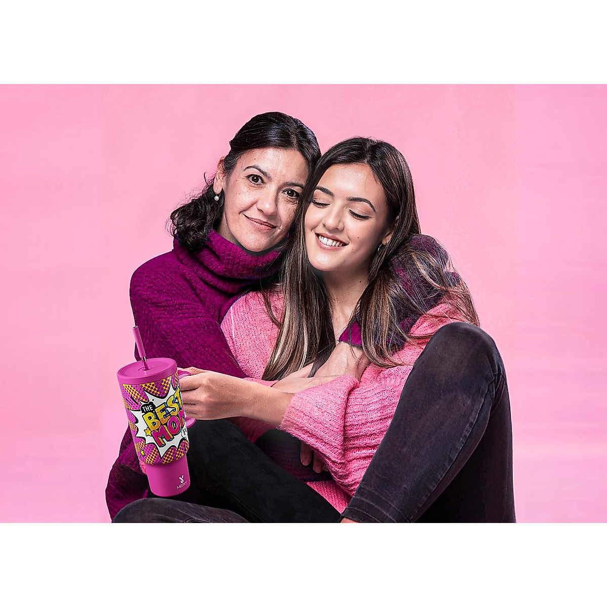 Meoky Mothers Day Gifts for Mom, 40 oz Tumbler with Handle and Straw, Tumbler with Lid and Straw, Insulated Stainless Steel Travel Mug, 100% Leak-proof, Keeps Cold for 34 Hours (Best Mom)