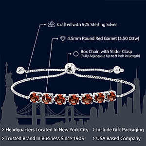 Gem Stone King 7-Stone Tennis Bracelet For Women In 925 Sterling Silver | 4.5MM Round Gemstone Birthstone | Fully Adjustable Up to 9 Inch