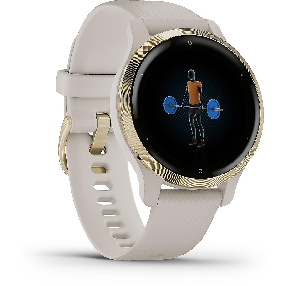 Garmin Venu 2S, Smaller-Sized GPS Smartwatch with Advanced Health Monitoring and Fitness Features, Light Gold Bezel with Tan Case and Silicone Band, (010-02429-01) (Renewed)