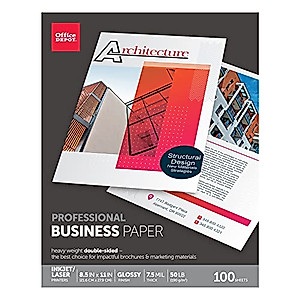 Office Depot Professional Brochure And Flyer Paper, Glossy, 8 1/2in. x 11in., 50 Lb, Pack Of 100 Sheets, 124213