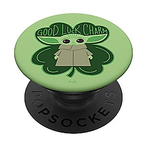 The Mandalorian The Child Good Luck Charm Green Shamrock PopSockets PopGrip: Swappable Grip for Phones & Tablets