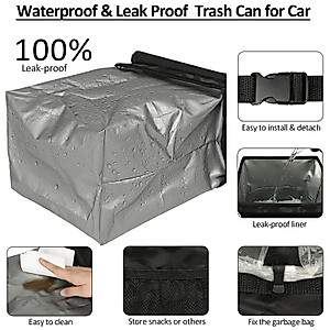 ELONGRIVER Car Trash Can for Car with Lid, Car Organizer Can Trash Bag Hanging Leak Proof Vehicle Trash Can Camo Black