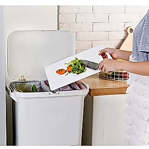 taimowei 42L Waste Bin Trash Can Dustbins Wheel Pedal Type with Lid 3-Layer Paper Basket Kitchen 42X28.2X112.2CM