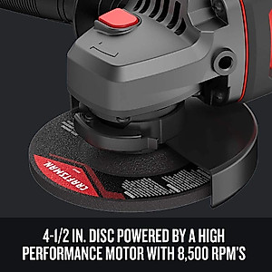 CRAFTSMAN V20 Cordless Angle Grinder Tool Kit, 4-1/2 inch, Battery and Charger Included (CMCG400M1)