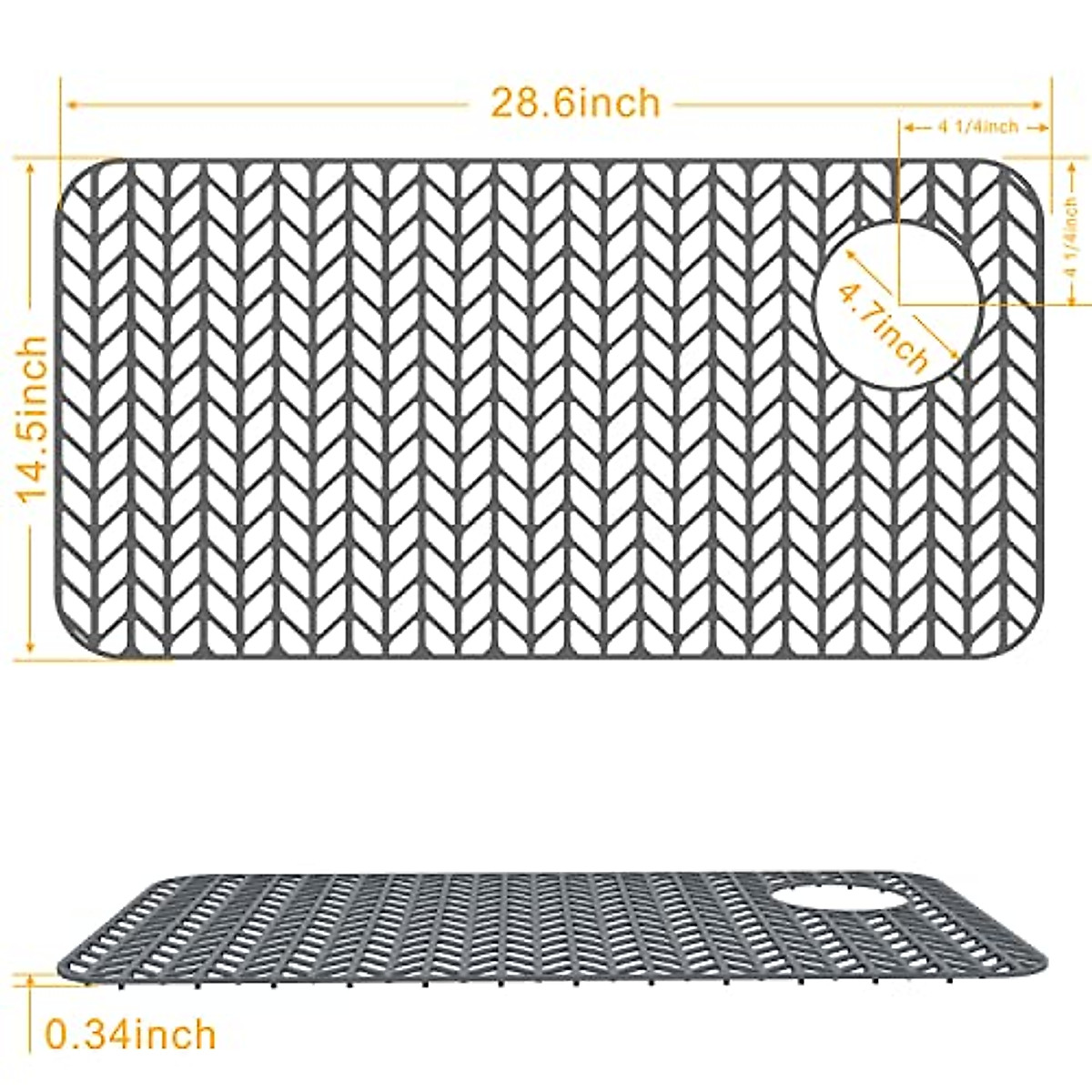 Silicone Sink Mat Protectors for Kitchen 28.6''x 14.5'' JOOKKI Kitchen Sink Protector Grid for Farmhouse Stainless Steel Accessory with Right & Left Drain