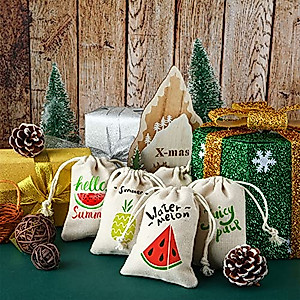 20 Pieces Sublimation Burlap Bags Sublimation Linen Burlap Drawstring Bag Sublimation Burlap Present Bags with Drawstring for Summer Favors Party DIY Craft Candy Bag