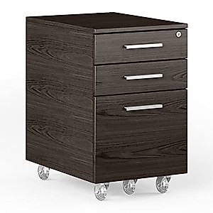 BDI Sequel 6107 Mobile File Pedestal, Charcoal Stained Ash Wood