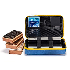 XCMAN Ski and Snowboard Waxing and Tuning Kit with Wax Brush Box for Traveling and Storage (Rigid Box with Tuning Tools) Red+Blue Box