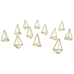 Koyal Wholesale Modern Metal Geometric Triangle Wedding Place Card Holders, Set of 12 Gold Table Number Holders