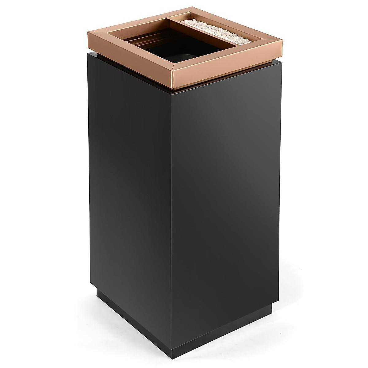 WICHEMI Trash Can Indoor Outdoor Commercial Trash Can with Lid Open Top Stainless Steel Industrial Large Garbage Can with Removable Inner Bucket Metal Trash Bin Square - 11.8x11.8x28.5in
