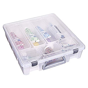 AB Designs 6967ABD Super Satchel with 9 Mixed Bins Inside Stackable Home Storage Organization Container, Clear with Sliver Latches and Handle, w/Long