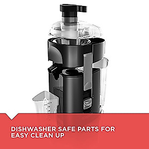 BLACK+DECKER 400-Watt Fruit and Vegetable Juice Extractor, Black, JE2200B, 12.2" x 6.6"