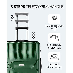 Zitahli Luggage Sets 3 Piece, All Expandable Suitcase Set, PC Hard Case Luggage with TSA Lock Spinner Wheels YKK Zippers, 20in 24in 28in (Green)