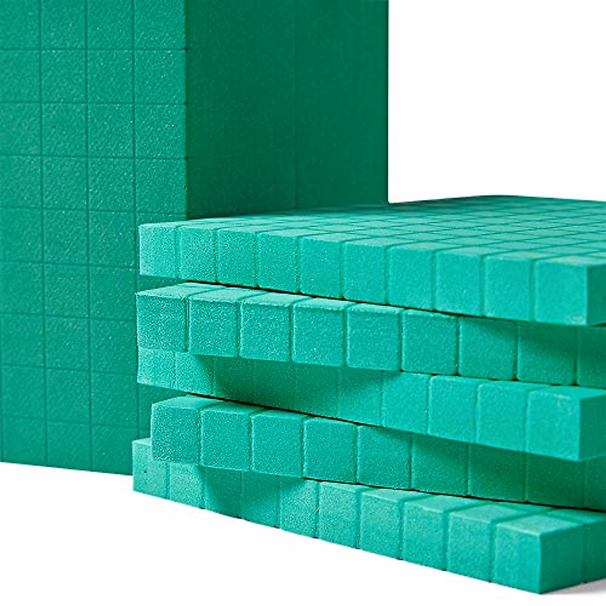 hand2mind Green Foam Base Ten Blocks Complete Set, Place Value Blocks, Counting Cubes for Kids Math, Base 10 Math Manipulatives for Kids, Kindergarten Homeschool Supplies (Set of 1610)