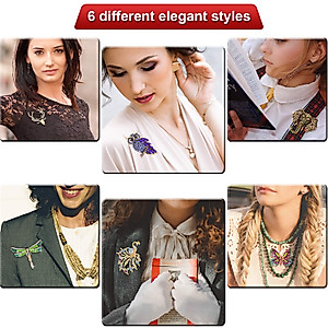 Hicarer 9 Pieces Women Brooches Pins Bulk Set Rhinestone Animal Insect Crystal Pins Butterfly Dragonfly Hummingbird Owl Peacock Brooch Pin for Women Girls Gifts, 9 Styles