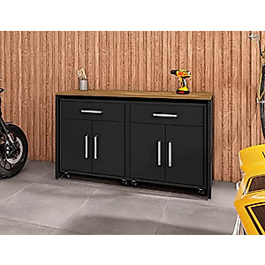 Manhattan Comfort Eiffel Garage Work Station Set of 3 in Matte Black