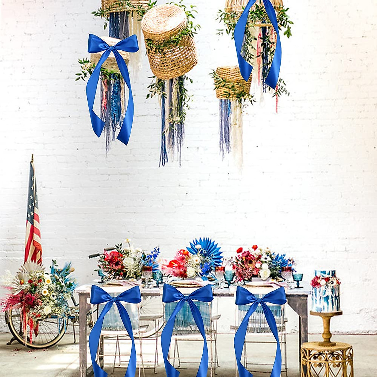 TONIFUL 2 Inch x 25 Yards Wide Royal Blue Satin Ribbon Solid Fabric Ribbons Roll for Valentine's Day Crafts Gift Wrapping Invitation Cards Floral Hair Bows Sewing Party Wedding Car Decoration