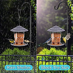 eWonLife Bird Feeders, Bird Feeder for Outside Outdoors Hanging, Squirrel Proof, Easy Clean and Fill, Adjustable Feeder with Sturdy Wire and Roof, Plastic, for Garden, Backyard, Terrace(25 OZ/Pack)