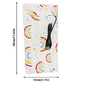 Baby Bottle Warmer with USB Plug Portable Milk Travel Heater Storage Bag for Toddler Milk Bottle Insulation Thermostat(Rainbow-Pattern)