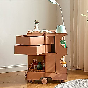 HIGOH Bedside Table Rotary Mobile Bedside Table Bedroom Bedside Table Living Room Sofa Side Table Locker Storage Rack Furniture Accessories (Color : Orange)