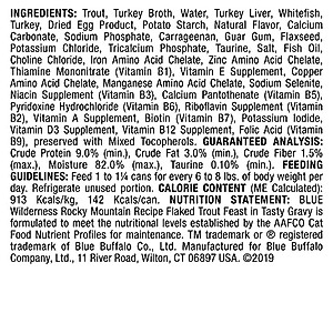 Blue Buffalo Wilderness Rocky Mountain Recipe High Protein, Natural Adult Flaked Wet Cat Food, Trout Feast in Tasty Gravy 5.5-oz cans (Pack of 24)