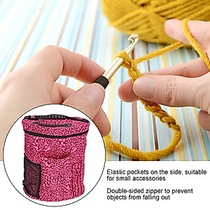 XHTLLO Crochet Bag, Cylindrical Knitting Bag Yarn Storage Organizer, Portable Yarn Organizer Crochet Bag with Detachable Carrying Strap, Crochet Supplies Gift