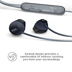 TCL SOCL200BT Wireless Earbuds Bluetooth Headphones with 12.2mm Speaker Drivers for Rich Bass and Clear Sound, Built-in Mic - Phantom Black, One Size