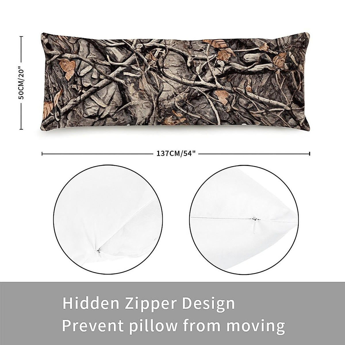 Tamengi Body Pillow Cover, Hunting Camouflage Pattern 8 Pillow Cover, Long Pillowcase with Zipper Closure, Bedding Bedroom Decor Home Gift