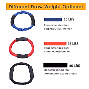 SOPOGER Archery Bow Band Trainer Bow Draw Resistance Stretch Band Trainer Exerciser Strength Training Aid Device Arm Fitness Machine Tool for Archery Bow Hunting Shooting, 25-45 Lbs (Red-35lbs)