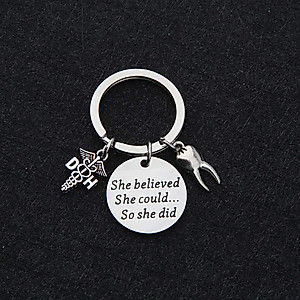 ENSIANTH Dental Hygienist Gifts She Believed She Could So She Did Keychain Dentist Jewelry Graduation Gift For DH (DH Keychain)