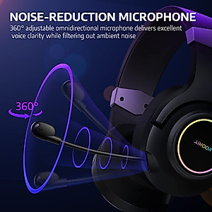 AIHOOR G10 Wired Gaming Headset with Microphone, Over Ear Headphones, Stereo Surround Sound Noise Cancelling Mic, 3.5 mm Audio Jack, Soft Memory Protein Earmuffs for PC/Mac/PS4/PS5/Switch/Xbox one