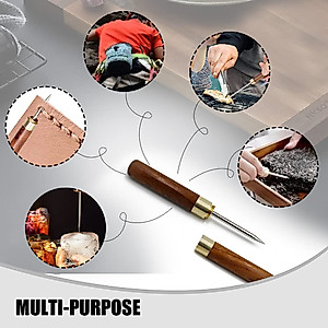 Genoric Ice Picks Stainless Steel Wooden Handle with Safety Cover for Bar, Bartender, Kitchen and Camping, Stainless Steel Ice Tools for Bar Set (Red Sandal Wood, 6.7”)