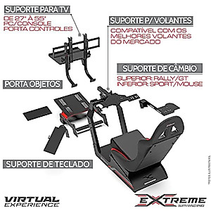 Extreme Simracing Racing Simulator Cockpit With All Accessories (Black/Red) - VIRTUAL EXPERIENCE V 3.0 Racing Simulator For Logitech G27, G29, G920, G923, SIMAGIC, Thrustmaster And Fanatec