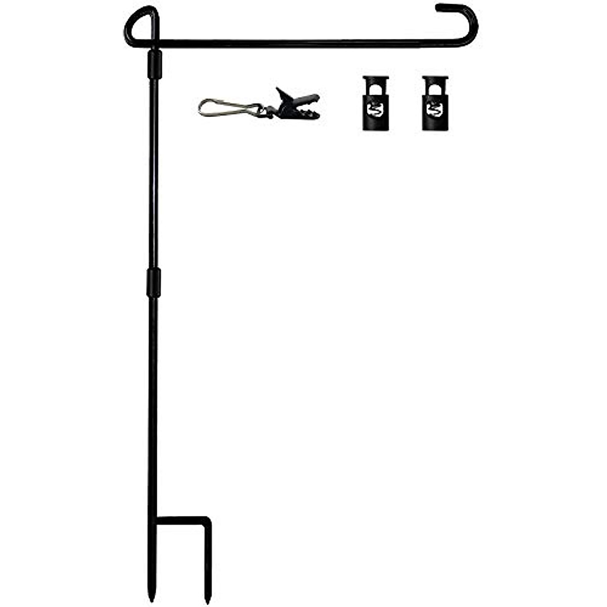 Garden Flag Stand Premium Garden Flag Pole Holder for All Seasons Yard Flags Metal Powder-Coated Weather-Proof Paint with 2 Stoppers and 1 Anti-Wind Clips