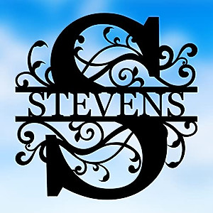 Personalized Family Name Sign, Personalized Metal Sign, Custom Metal Sign, Monogram Wall Decor, Personalized Last Name Sign, Split Letter Monogram Sign，housewarming gifts for new house