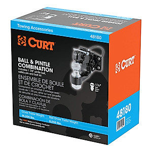 CURT 48180 Pintle Hitch with 1-7/8-Inch Trailer Ball, 16,000 lbs, Mount Required