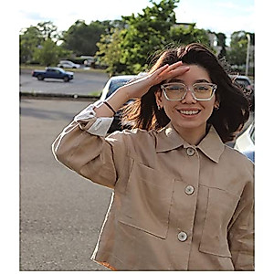 Bouryo Vintage Clear Lens Glasses for Women, Non-prescription Classic Square Eyewear Thick Frame Eyeglasses