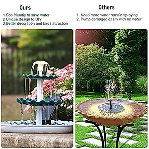 AISITIN 3 Tiered Bird Bath with 3.5W Solar Pump, DIY Solar Fountain Detachable and Suitable for Bird Bath, Garden Decoration, Outdoor Bird Feeder