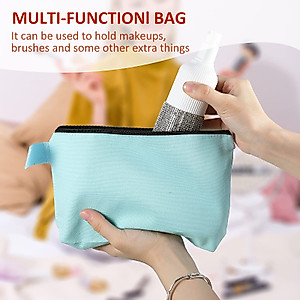 Saintrygo 10 Pieces Canvas Makeup Bags Bulk for Women Travel Cosmetic Organizer Plain Storage Pouch Multi-Purpose Blank Travel Toiletry DIY Craft Bags with Zipper(Pastel,8.7 x 5 x 1.8 Inch)